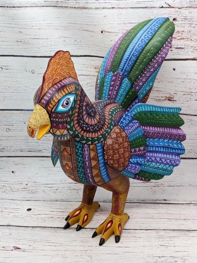 Rooster Alebrije Figurine, Handmade Home Decor, Oaxaca Mexico Folk Art ...