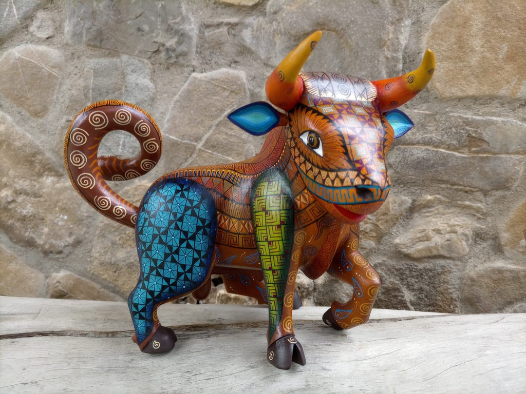 Bull Alebrije, Oaxaca Mexico Folk Art, Handmade Home Decor, Original W ...