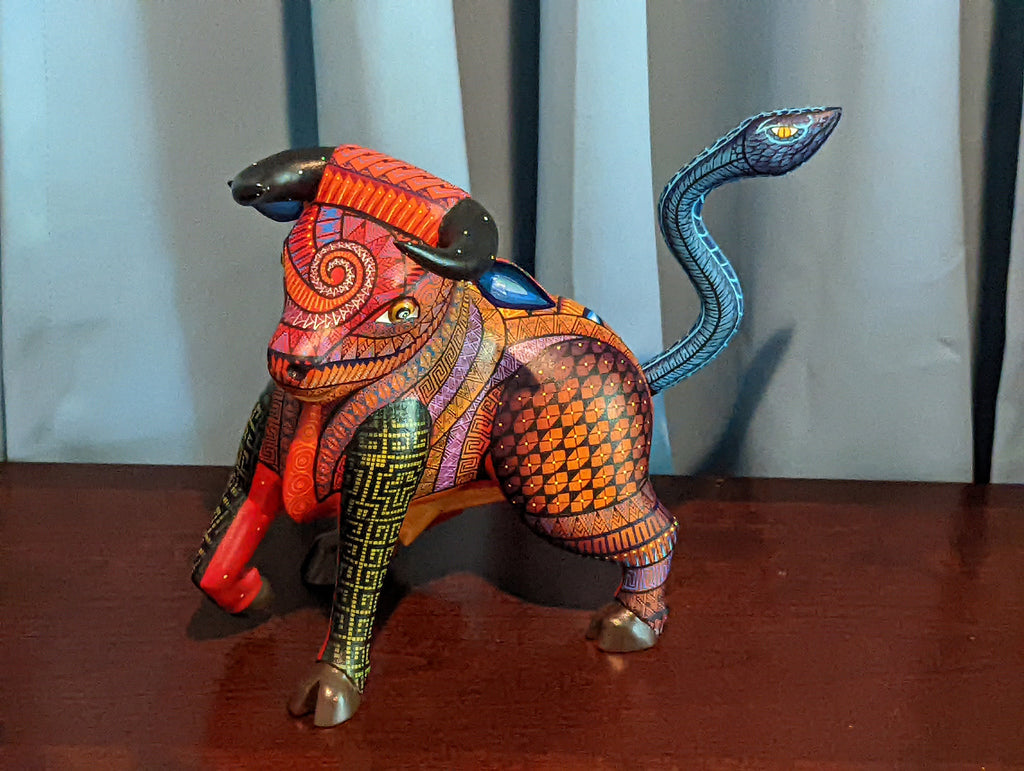 Bull Alebrije with Serpent Tail, Oaxaca Mexico Folk Art, Handmade Home ...